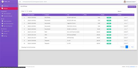 printing business records management system in php oop free source code