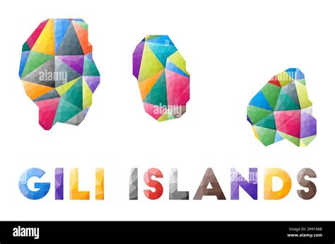 Gili Islands Colorful Low Poly Island Shape Multicolor Geometric Triangles Modern Trendy