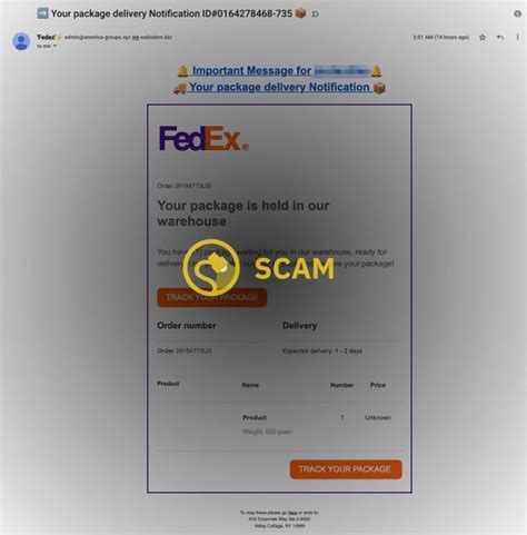 Fedex Scam Claims Your Package Is Held In Our Warehouse In Fake