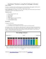 Acid Base Titrations Using Red Cabbage Indicator Procedure Pdf Acidbase Titrations Using Red