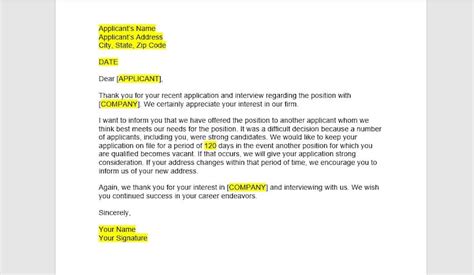Interview Rejection Letter Interview Rejection Letter Template Rejection Letter Template Word