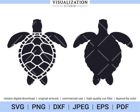 Sea Turtle Shapes Vector Clipart Set Instant Digital Download Svg Png