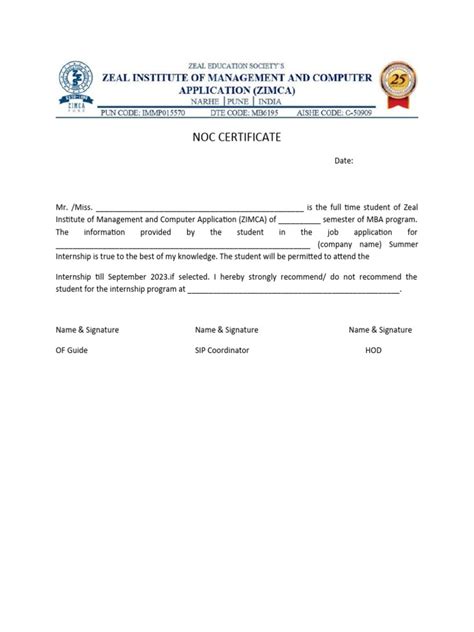 Sip Noc Form Pdf