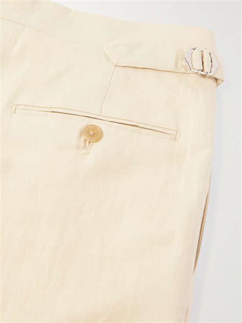 Ralph Lauren Purple Label Straight Leg Silk And Linen Blend Trousers
