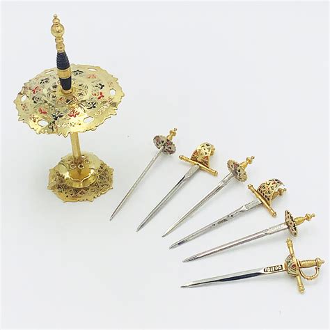 Mid Century Spanish Vintage Toledo Sword Cocktail Sticks Artedeco