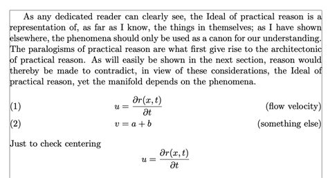 Horizontal Alignment Flushright Of Text Within Align Environment