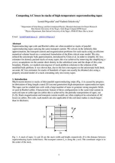 Pdf Computing Ac Losses In Stacks Of High Temperature Superconducting