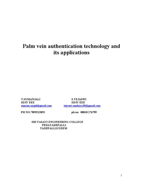 palm vein authentication technology and its applications t sumanjali s