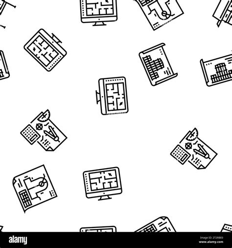 Engineer Construction Architect Vector Seamless Pattern Stock Vector