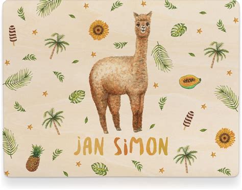 Memorybox Alpaca Met Naam Houten Herinneringskist 30 X 40 X 23 Cm