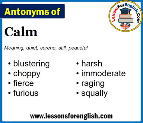 Antonyms Of Calm Opposite Of Calm In English Lessons For English