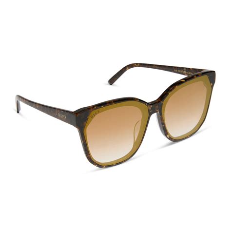 Gia Sunglasses Glitter Tort And Brown Gradient And Gold Flash Diff Eyewear