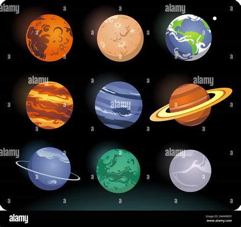 Solar System Cartoon Planets Stock Vector Image Art Alamy