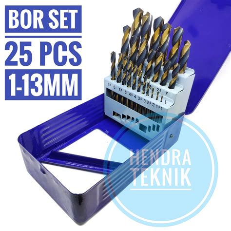 Mata Bor Besi Set 25 Pcs 1 13mm Coklat Murah Bagus Bor Hss M2 Box Besi Bor Set Istimewa Mata