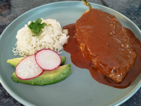 Chile Relleno Dipped In Red Mole Sauce Mayanshul