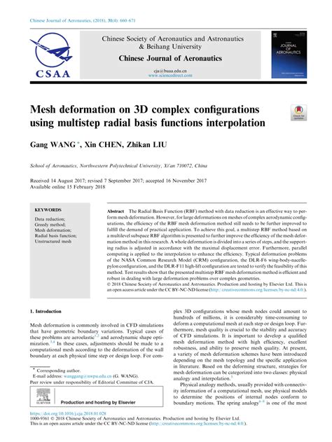 Pdf Mesh Deformation On 3d Complex Configurations Using Multistep