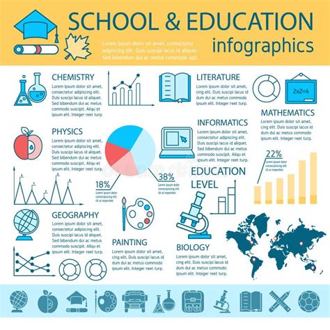 School Education Linear Infographics Stock Vector Illustration Of