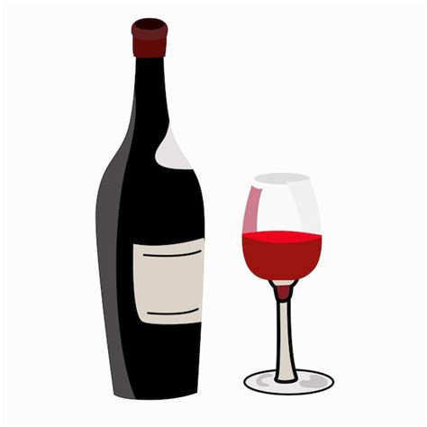Premium Vector Wine Black Bottle And Glass Isolated On White