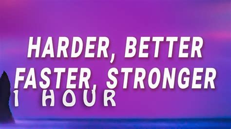 1 Hour Daft Punk Harder Better Faster Stronger Lyrics Youtube Music