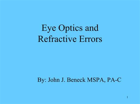 Eye Optics And Refractive Errors Explained Ppt