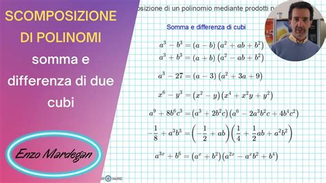 Scomposizione Di Polinomi Somma E Differenza Di Due Cubi YouTube