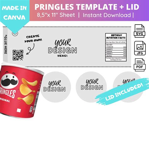 Pringles Template Blank Editable Canva Template Pringles Wrapper Party Favor Instant