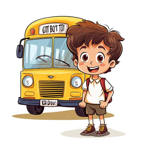 Niño Con Autobús Escolar Vector Premium