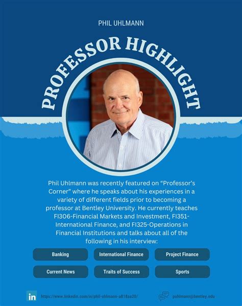 Our Next Professor Highlighted Is Phil Uhlmann He Outlines His