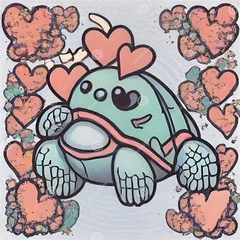 Cute Turtle With Love Heart Cartoon Vector Icon Illustration Stock