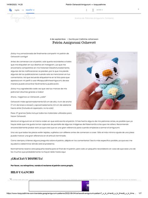 Patrón Oshawott Amigurumi Loopycathrine Pdf