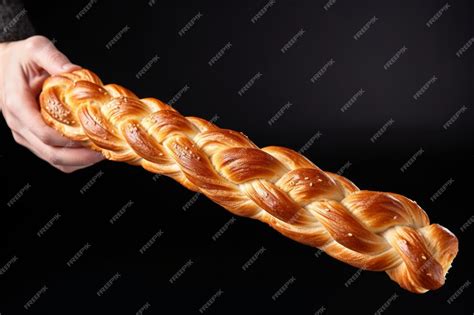 Premium Photo Person Holding Large Braid Of Bread On A White Or Clear