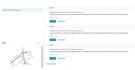 Solved Determine The Force In Member Ad Of The Three Member
