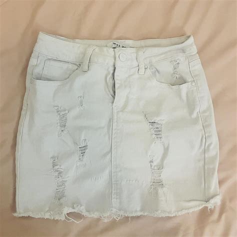 White Jean Skirt Size Small In Good Depop