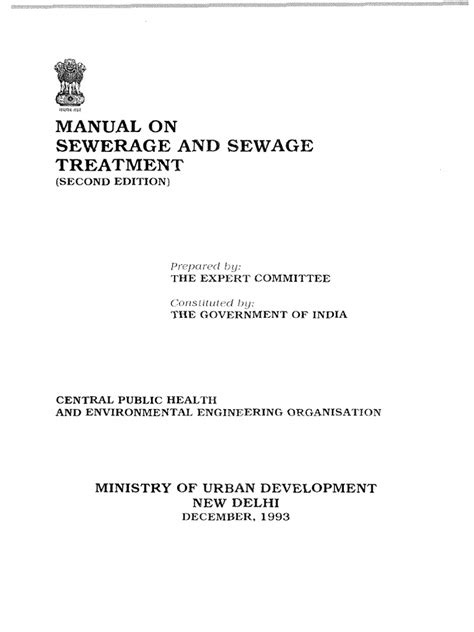 Manual On Sewage And Sewerage Treatment Cpheeo Moud 1993 Pdf