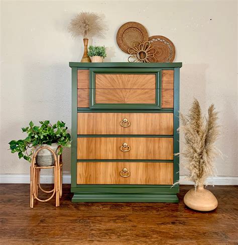 Olive Green Tall Dresser