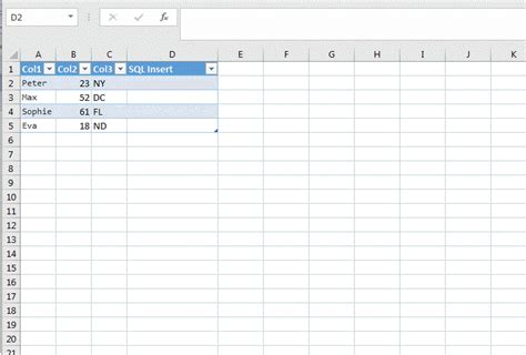 Excel How Can I Convert Rows With Three Columns Into Sql Insert