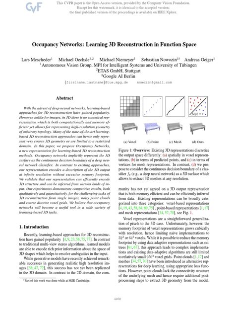 Learning 3d Reconstruction Through Continuous Occupancy Networks Pdf