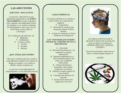 Triptico De Las Adicciones 3 Las Sustancias Adictivas Tienen La