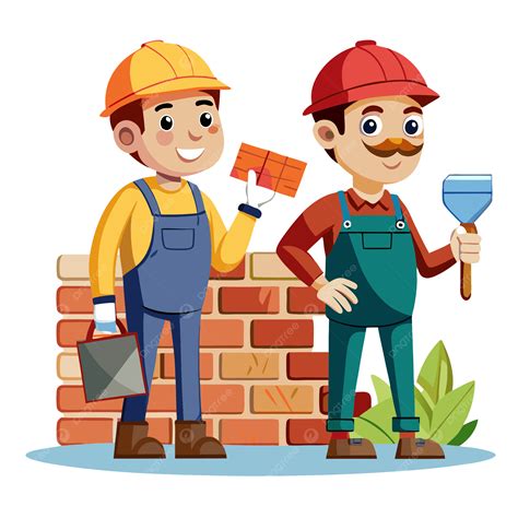 Bricklayer Masonry Men Cartoon Brick Masonry Men Cartoon Cartoon