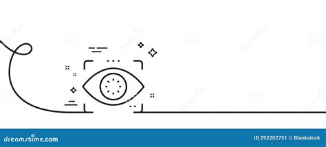 Eye Detect Line Icon Retina Scan Sign Continuous Line With Curl