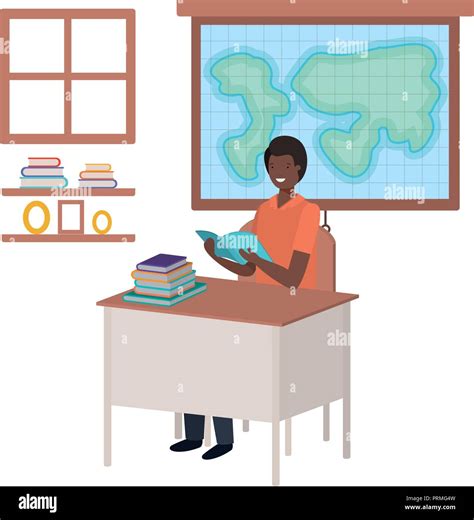 Teacher Black In The Geography Class Stock Vector Image And Art Alamy
