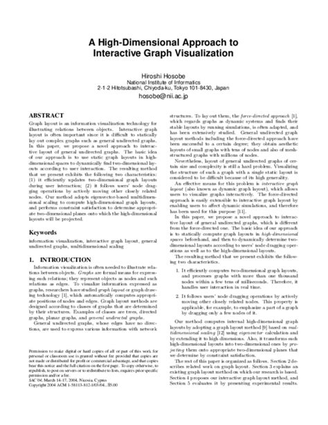 Pdf A High Dimensional Approach To Interactive Graph Visualization