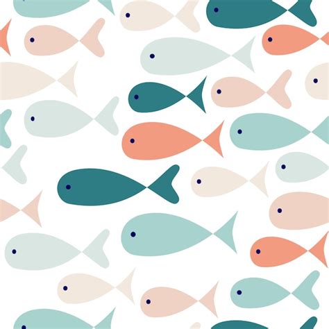 Premium Vector A Pattern With Fish On A White Background