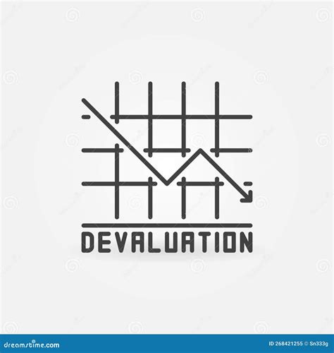 Financial Crisis And Devaluation Vector Currency Value Lowering Line Icon Stock Illustration