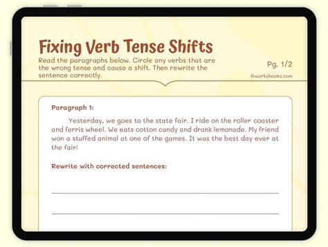 Fixing Verb Tense Shifts Worksheet L 5 1 D Workybooks