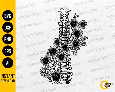 Sunflower Spine Svg Backbone Svg Gothic T Shirt Vinyl Etsy Canada