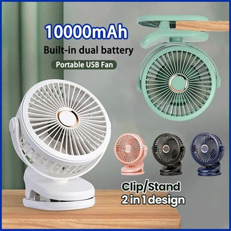 10000mah Clip Fan Mini Rotating Fan Portable Outdoor Stroller Electric