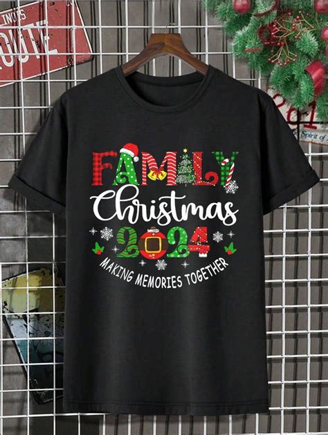 Manfinity Dauomo Plus Size Mens Christmas Slogan Print Crew Neck Short