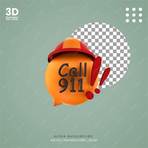 Premium Psd 3d Render Call 911 Illustration