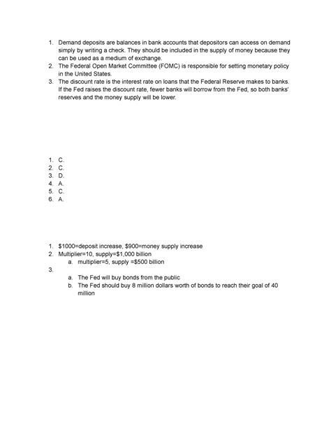 Chapter 16 Homework Assigned Coursework Demand Deposits Are Balances